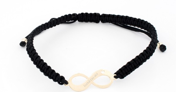 Bratara aur 14 K, infinit cu inimioara si snur matase CBB 1037